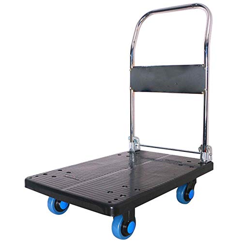 Generic Handling Vehicle Flatbed Truck Folding Platform Truck Heavy Aluminum Duty Moving Platform Cart and Dolly Push Cart Collapsable Hand Cart for Warehouse, 72X46CM, Black