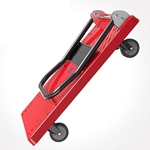 Generic Push Cart Dolly Foldable Hand Truck Multi-Size Plastic Platform Push Cart Flatbed Trolley with 4 Wheels for Lage Parcel Moving Transport Platform Truc