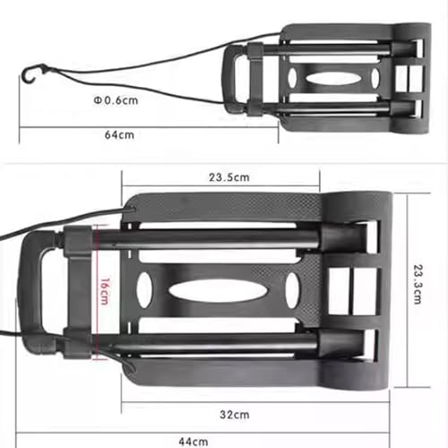 Black Foldable Hand Truck Folding Hand Dolly Cart Portable Truck Dolly with 4 Wheels for Luggage Carrying (Black)