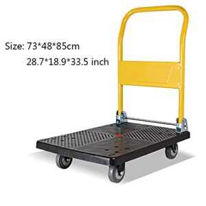 Generic Flatbed Hand Cart Folding Platform Truck Plastic Panel and Metal Handle Moving Push Cart for Warehouse Basements Flatbed Trolley Easy Transport Heavy Duty Flatbed Cart (Size : 73-Mute)