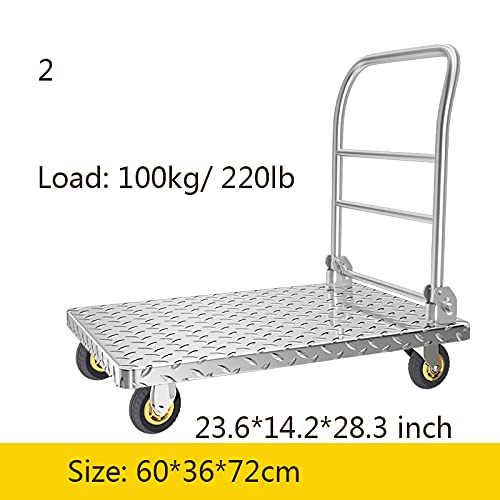 Generic Platform Hand Truck Folding Platform Truck Steel Chassis and Handle Moving Push Hand Truck for Warehouse Basements Rolling Flatbed Cart Easy Transport Push Dolly for Loading (Size : 60 red)