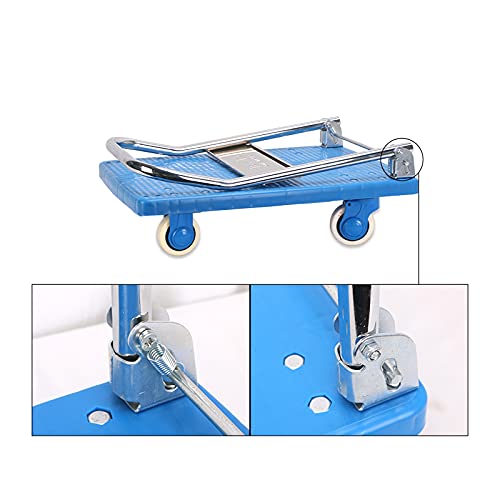 Generic Platform Trucks Platform Truck Silent Push Cart with Metal Handle and Plastic Deck for Luggage Cooler Moving Folding Hand Trolley Swivel Wheels Platform Cart, 440lb(72*46)