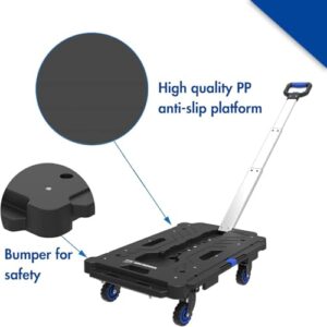 Generic Foldable Platform Hand Truck Can Splice Together Push Cart 300lb Weight Capacity Lightweight Flatbed Trolley for Warehouse,Can Hold 300 Lbs