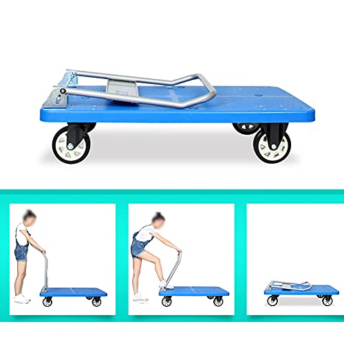 Generic Flatbed Hand Cart Platform Truck Plastic Chassis with High Loading Capacity Foldable Handle for Easy Carry and Storage Hand Trolley Heavy Duty Flatbed Cart (Size : S), Small