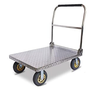 generic platform hand truck platform truck stainless steel deck large load capacity and foldable handle with sponge ideal for heavy duty moving transport foldable