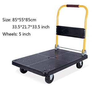 Generic Hand Trucks Folding Platform Truck Plastic Panel and Metal Handle Moving Push Cart for Warehouse Basements Flatbed Trolley Easy Transport Push Cart (Size : 85-Simple)