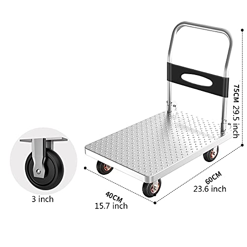 Generic Hand Trucks Push Cart Dolly Steel Moving Platform Hand Truck Foldable for Easy Storage and 360 Degree Swivel Wheels Large Load Capacity Push Cart (Size : Ty3)