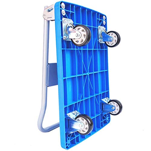 Generic Handling Vehicle Flatbed Truck Folding Platform Cart Hand Platform Truck Push Dolly Rolling Flatbed Cart for Shopping Moving Travelling Auto and Office Use, 72X46CM, Blue