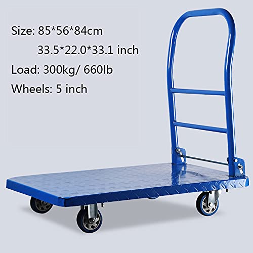 Generic Hand Truck Metal Hand Truck with Foldable Handle and Universal Wheels for Iron Items Transport Platform Push Trolley Cart Multi-Size Utility Cart (Size : 86 * 56)