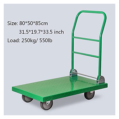 Cart Metal Hand Truck with Foldable Handle and Universal Wheels for Iron Items Transport Platform Push Trolley Cart Multi-Size Platform Truck Cart (Size : 80 * 50)