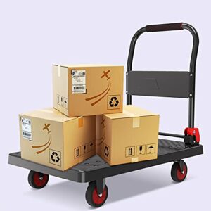 Hand Trucks Hand Truck Folding Platform Cart with 4 Wheels and Metal Handle for Express Luggage Moving Push Trolley Household Quiet Transport Push Cart (Size : 87-mute5)