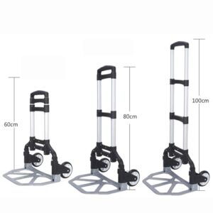 Generic Trolley Folding Hand Truck Grocery Shopping Trailer Wheels Luggage Cart for Groceries Shop Warehouse Use (Black)