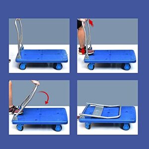 Generic Cart Platform Hand Truck Folding Moving Trolley with Quiet Wheels for Warehouse Restaurants Small Cart 440lbs Weight Capacity Platform Truck Cart (Size : 72 * 48)