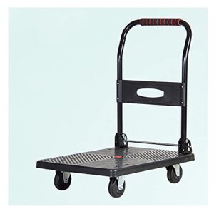 generic flatbed hand cart foldable platform truck plastic panel push dolly with foldable handle mute wheels for office bookstore library supermarket heavy duty flatbed cart (size : mutetone)