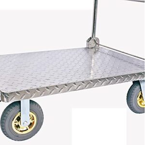 Generic Push Cart Dolly Push Cart Stainless Steel Trolley Heavy Duty Load Capacity Platform Truck with Foldable Handle and Silent Swivel Wheels for Moving Pla, 440lb