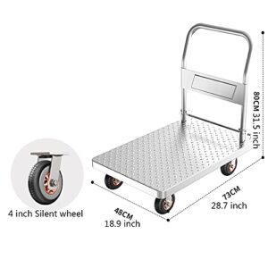 Hand Truck Push Cart Dolly Steel Moving Platform Hand Truck Foldable for Easy Storage and 360 Degree Swivel Wheels Large Load Capacity Utility Cart (Size : Ty1)