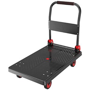 hand trucks hand truck folding platform cart with 4 wheels and metal handle for express luggage moving push trolley household quiet transport push cart (size : 87-mute5)