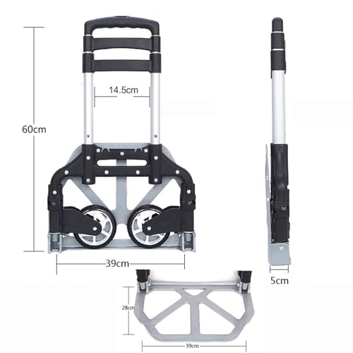 Generic Trolley Folding Hand Truck Grocery Shopping Trailer Wheels Luggage Cart for Groceries Shop Warehouse Use (Black)