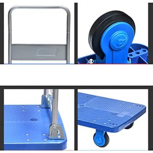 Generic Platform Hand Truck Platform Hand Truck Folding Moving Trolley with Quiet Wheels for Warehouse Restaurants Small Cart 440lbs Weight Capacity Push Dolly for Loading (Size : 72 * 48) (Blue 72