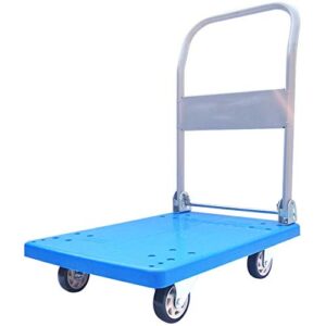 generic handling vehicle flatbed truck folding platform cart hand platform truck push dolly rolling flatbed cart for shopping moving travelling auto and office use, 72x46cm, blue