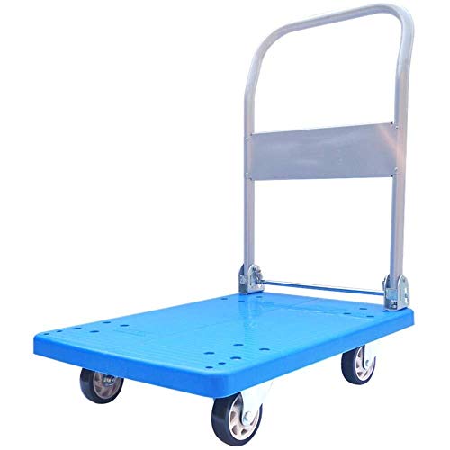 Generic Handling Vehicle Flatbed Truck Folding Platform Cart Hand Platform Truck Push Dolly Rolling Flatbed Cart for Shopping Moving Travelling Auto and Office Use, 72X46CM, Blue