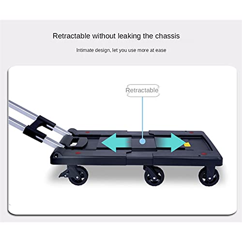 Generic Flatbed cart Folding Folding Platform Truck Plastic Push Cart Heavy Duty Portable Trolley with Retractable Chassis for Lage Travel Moving Office Hand