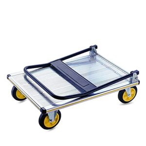 Generic Cart Folding Platform Truck Aluminum Alloy Hand Cart with Wheels and Foldable Handle Push Trolley for Luggage Parcel Tools Moving Platform Truck Cart (Size : 74 * 48)