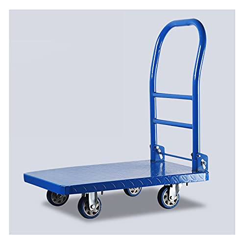 Generic Hand Truck Metal Hand Truck with Foldable Handle and Universal Wheels for Iron Items Transport Platform Push Trolley Cart Multi-Size Utility Cart (Size : 86 * 56)