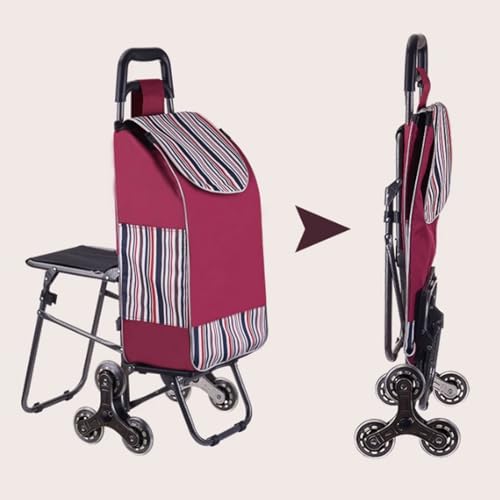 Climb Stairs Hand Truck Portable Shopping Trolley Large Capacity Hand Truck Folding Shopping Cart for Home Shop Garage,Can Hold 330 Lbs (E)