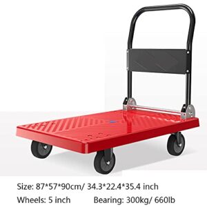 Generic Push Cart Dolly Foldable Hand Truck Multi-Size Plastic Platform Push Cart Flatbed Trolley with 4 Wheels for Lage Parcel Moving Transport Platform Truc, Large