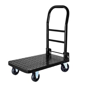 generic cart push cart dolly steel deck platform truck with foldable handle and silent wheels for flowerpots luggage toolbox cooler moving platform truck cart (size : 4in wheels)