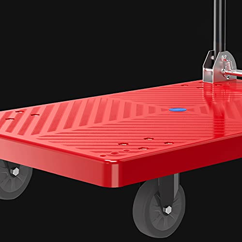 Generic Push Cart Dolly Foldable Hand Truck Multi-Size Plastic Platform Push Cart Flatbed Trolley with 4 Wheels for Lage Parcel Moving Transport Platform Truc