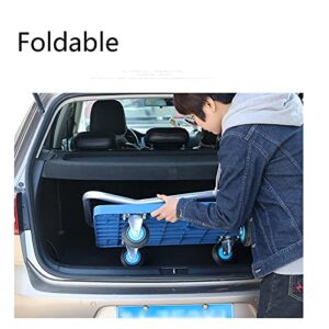 Platform Hand Truck Push Cart Trolley Plastic Panel and Foldable Handle for Easy Storage and Mute 360 Degree Swivel Wheels for Transport Push Dolly for Loading (Size : 71 * 47-150) (