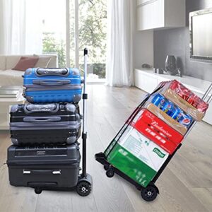 Hand Trucks Baggage Cart Folding Hand Truck, 55kg Capacity Heavy-Duty Trolley Car, Multifunctional Travel Shopping Platform Cart, 4-Wheel Light and Easy to Move Cart