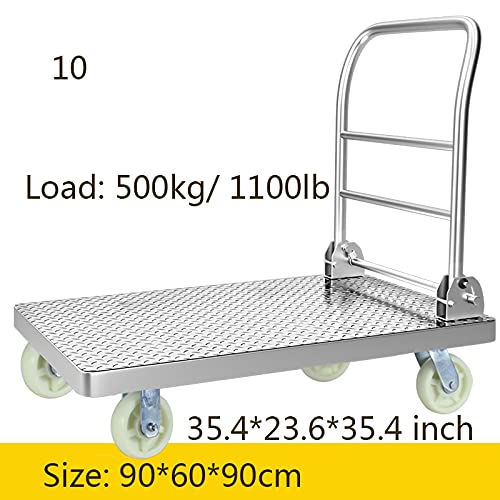 Generic Platform Hand Truck Steel Platform Truck with Foldable Handle Easy Storage Rolling Flatbed Cart for Home Office Warehouse Moving Hand Truck Foldable (Size : 90 Nylon)