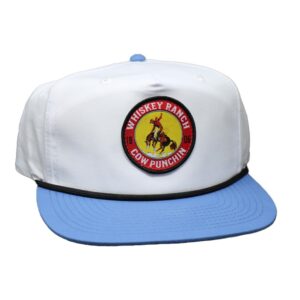 whiskey bent hat co. cow punchin adjustable snapback hat (white/teal)