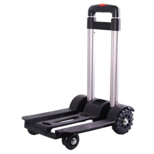 generic handling vehicle flatbed truck portable folding hand truck 360° rotating platform cart for luggage personal travel shopping auto moving and office use, 24x46cm, black