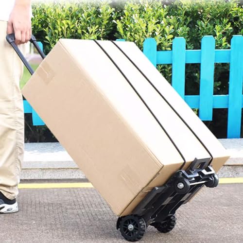 Generic Aluminum Alloy Folding Cart Adjustable Hand Truck Dolly Hand Trunk Cart Mini Luggage Cart with Wheels for Carry Boxes, 1 pc, Black