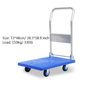 Hand Trucks Push Cart Trolley Plastic Panel and Foldable Handle for Easy Storage and Mute 360 Degree Swivel Wheels for Transport Push Cart (Size : 72 * 48-200-mute)