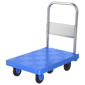 generic folding foldable moving warehouse push hand truck heavy duty platform cart dolly transport truck for heavy thing moving,hold up to 440 lbs (blue)