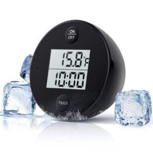 ice bath thermometer, water bath thermometer for ice bath, cold plunge thermometer and waterproof timer, floating thermometer gauges, water temperature thermometer - black