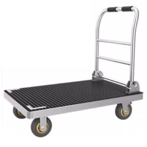 generic push truck silent folding steel plate cart wear-resistant and thickened flatbed trolley for warehouse construction site,hold up to 200 lbs