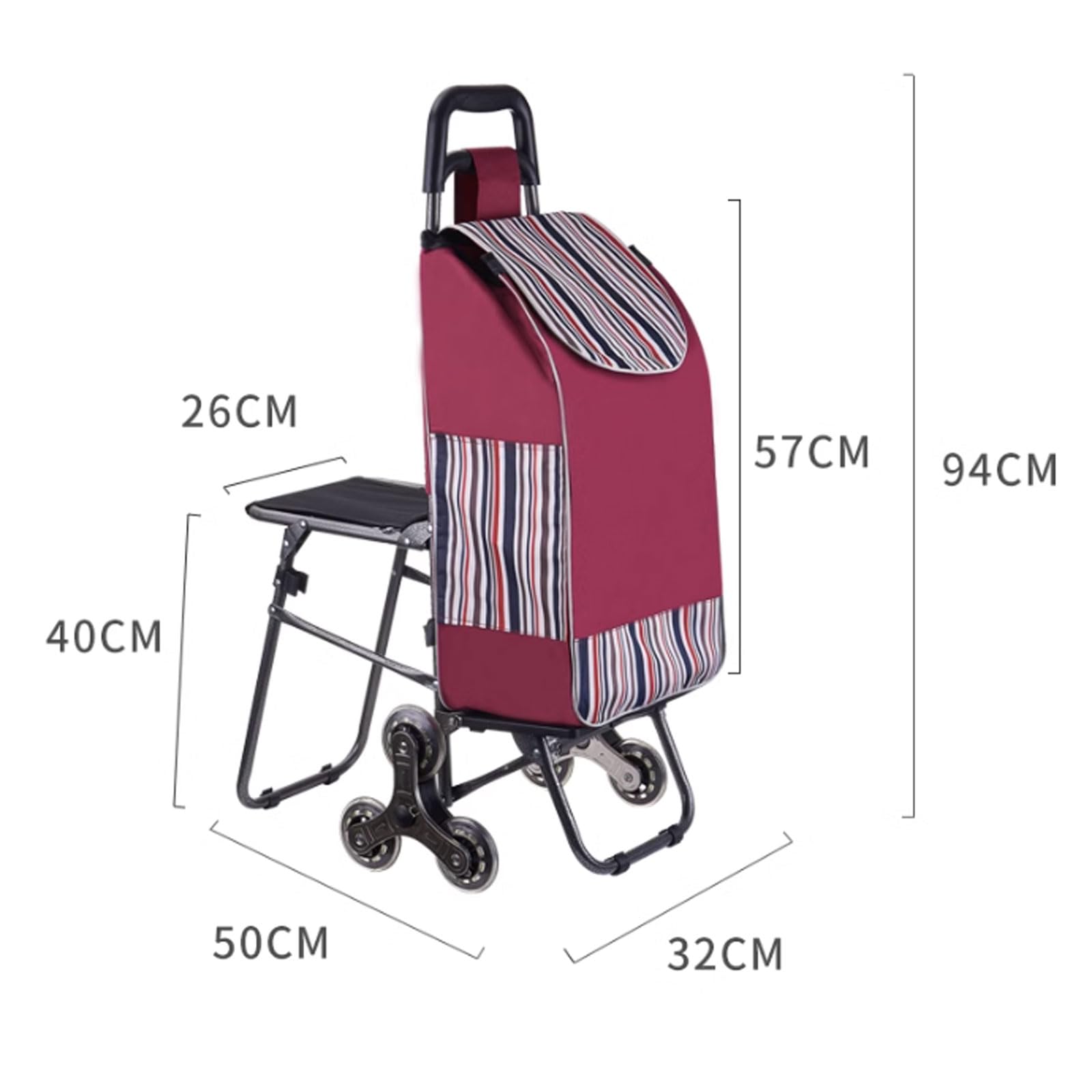 Climb Stairs Hand Truck Portable Shopping Trolley Large Capacity Hand Truck Folding Shopping Cart for Home Shop Garage