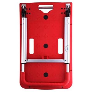 Generic Lightweight Platform Truck Heavy Duty Luggage Hand Truck Silent Folding Flatbed Truck for Groceries Shop Warehouse Use (Red)