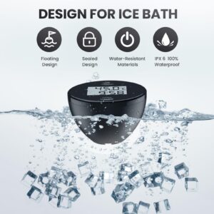 Ice Bath Thermometer, Water Bath Thermometer for Ice Bath, Cold Plunge Thermometer and Waterproof Timer, Floating Thermometer Gauges, Water Temperature Thermometer - Black