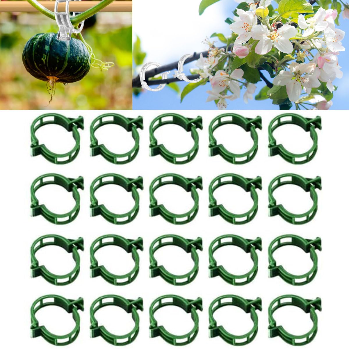 Plant Support Clips Reusable Garden Clips, Secured Plastic Plant Clips, Tomato Support Clips for String Trellis for Climbing Plants Outdoor Indoor Plant Flowers Stem Vine Fixing Clips (100, GREEN)