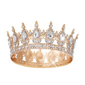 gold tiaras and crowns for women rhinestone wedding crowns princess queen crown for girls crystal hair accessories for bridal birthday party prom halloween cos-play costume christmas