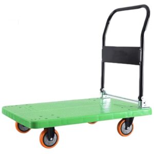 generic hand truck folding silent lightweight office trailer four-wheel moving trolley pull truck for pulling goods, large, green