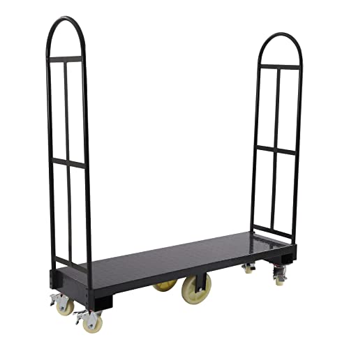 WDZCZDoo Industrial U-Boat Steel Cart with Wheels 2000LBS Capacity U-Boat Platform Truck Dolly U-Boat Metal Truck with Removable Handles for Warehouses, Transportation Facilities (64.6"x 15.7"x51.2")