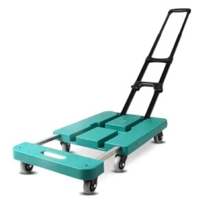 platform truck portable platform truck metal flat handtruck load 110lb folding push cart small moving dolly cart for household luggage cart reliable